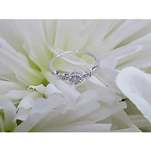 Dazzlingrock Collection 0.05 Carat Round White Diamond Flower Marquise illusion Set Ring for Women in 925 Sterling Silver Size 6