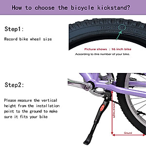 SEISSO Bike Bicycle Kickstands Adjustable Center Kids Bicycle Stand Kickstand Center Mount for 16 18 20 Inch Bicycles Kickstands for 16-20 Inch Mountain Bike/Road Bike/Adult Bike/Sports Bike