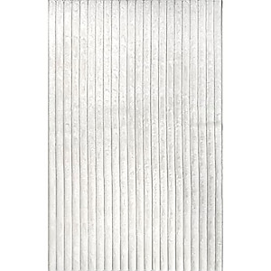 nuLOOM Kai Stripe Faux Rabbit Machine Washable Area Rug, 5' x 8', White