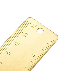 uxcell Straight Ruler 120mm 4 Inch Brass Measuring Tool with Hanging Hole 2pcs