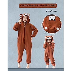 Unimyst Unisex Kids Bear Onesie Pajamas, Polar fleece Role Playing Animal One Piece Halloween Costume Pajamas Home Clothing