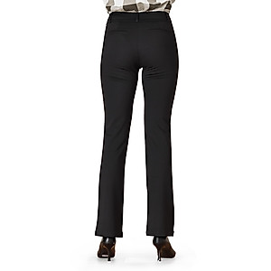 Balleay Art Women's Dress Pants Work Pull On Straight Leg Yoga Business Office Pants Long Casual Workout Slacks Black