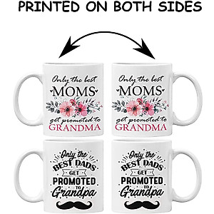 GTR SOURCE Grandparents Coffee Mug Set - Pregnancy Announcement Gift – Promoted to Grandpa - Promoted to Grandma - Pregnancy Reveal Gifts - Holds up to 11oz - Microwave and Dishwasher Safe corp.