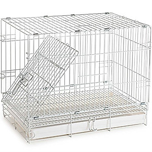 Two Size, Durable Metal Travel or Veterinary Collapsable Parrot Bird Carrier Cage (White, 24" x 16.5" x 20.5"H)
