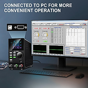 NICE-POWER DC Power Supply Variable, 200V 1A High Voltage Programmable Adjustable Regulated Lab Bench Power Supply with PC Software, Encoder Knob, Memory Storage, Output Switch, Lock Button