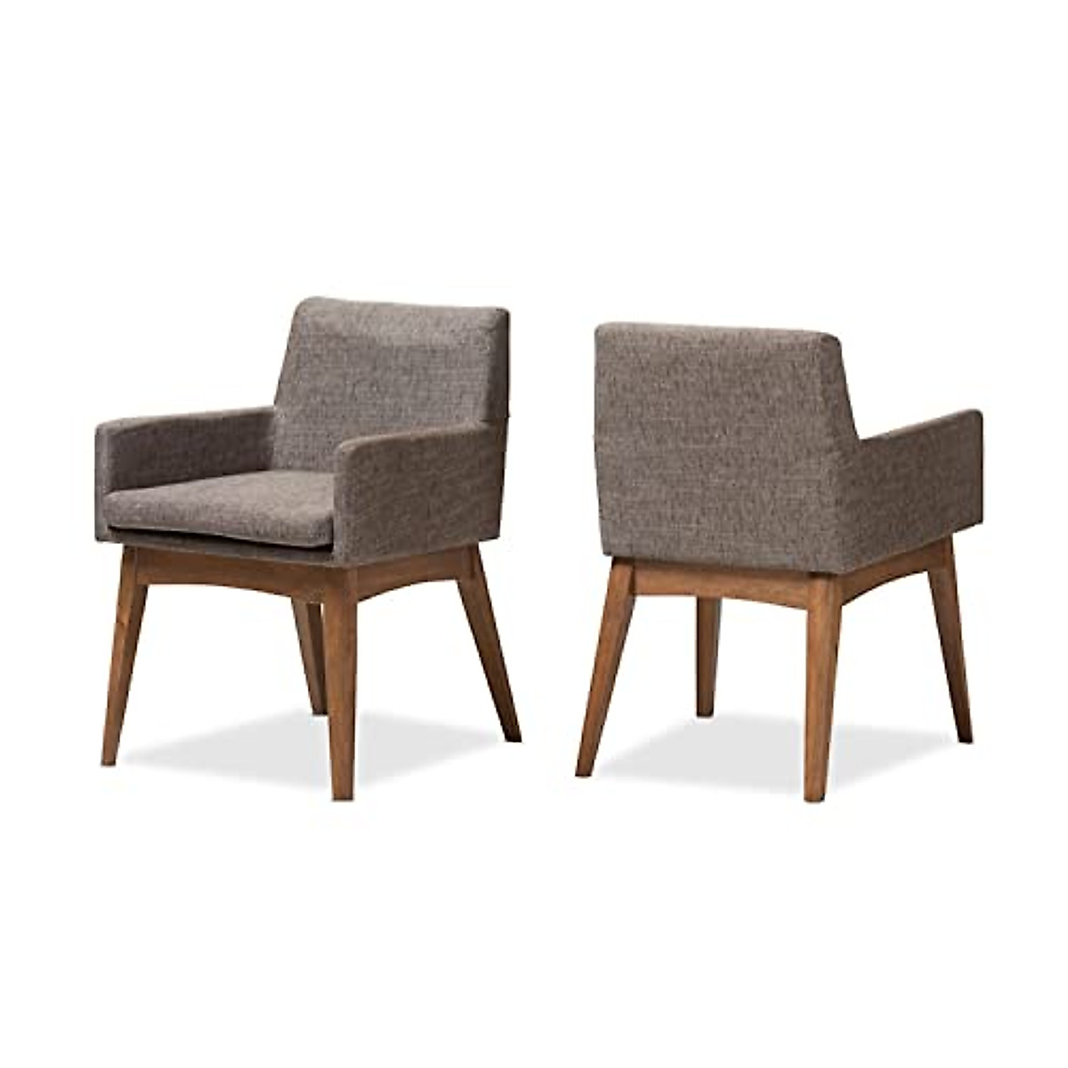 Baxton Studio Nexus Dining Arm Chair in Gray and Brown (Set of 2)