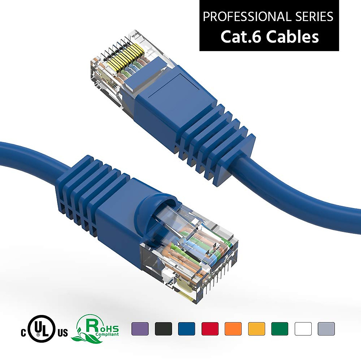 CABLYTIC (100 Pack Cat 6 Ethernet Cable 150 Feet Blue UTP Booted 150 FT Computer Network Cable, Internet Cable, Cat 6 Cable