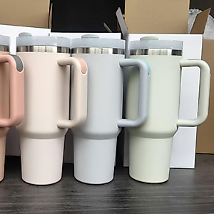 FAMKX 40oz Insulated Travel Mug Tumbler With Handle And Straw,Stainless Steel Double wall Vacuum Thermos Cup Keep Drink Cold and Hot (Champagne#)