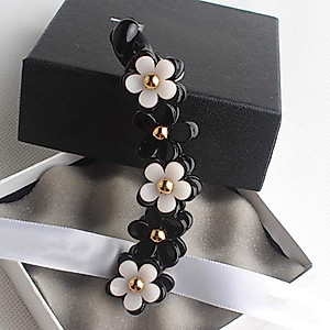 Banana Clip Flower Banana Hair Clips Acrylic Toothed Ponytail Holder Strong Tension Hair Claw Flower Barrette for Women Girls, Black