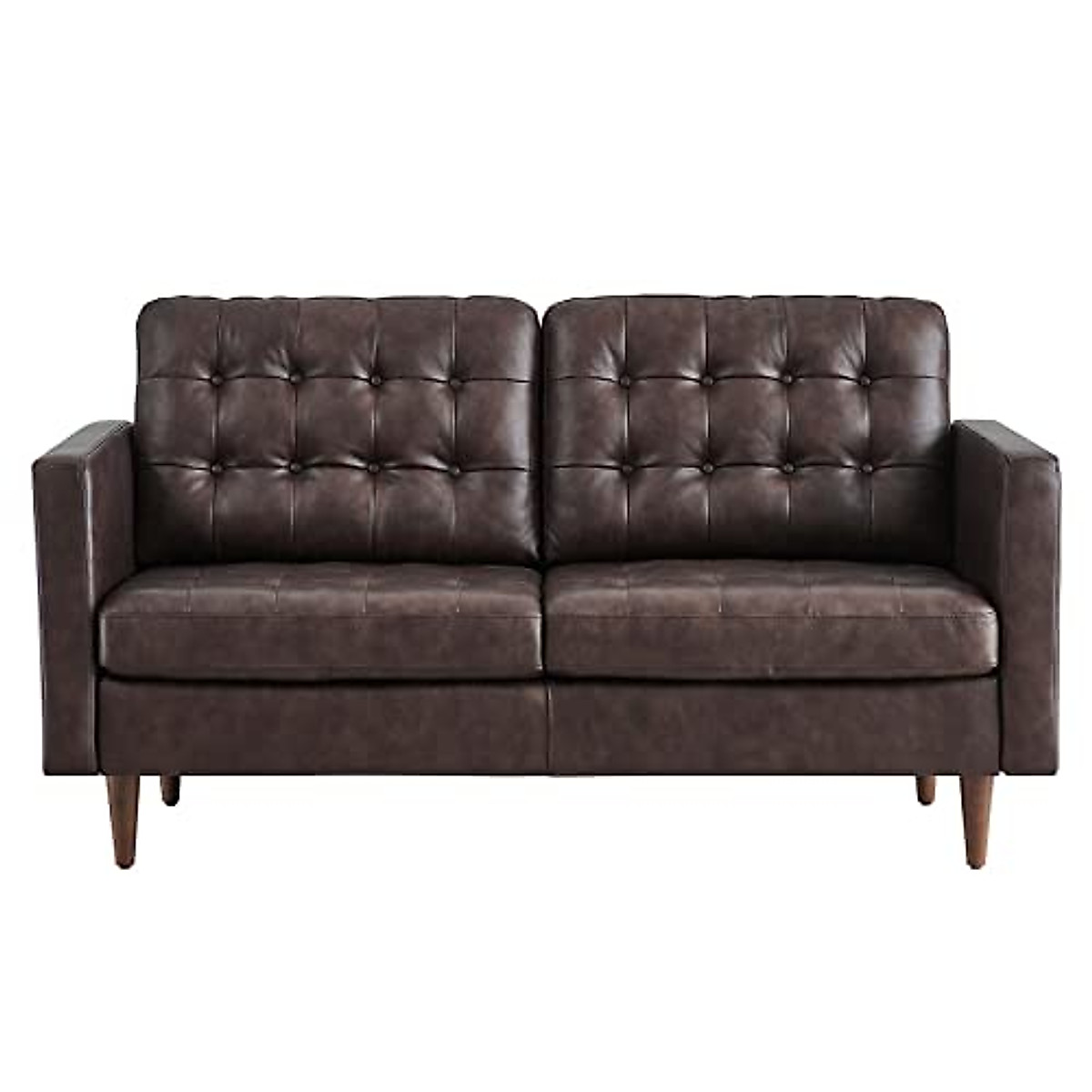 Modway Exalt Tufted Vegan Leather Loveseat, Brown
