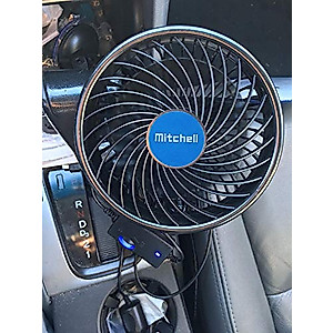 Alagoo Car Fan 6'' 12V Fan Cool Gadgets Clip Fan for Front Rear Seat Passenger Portable Car Seat Fan Electric Car Fans Quiet Car Air Conditioner with Cigarette Lighter Plug for Car/Vehicle SUV, RV