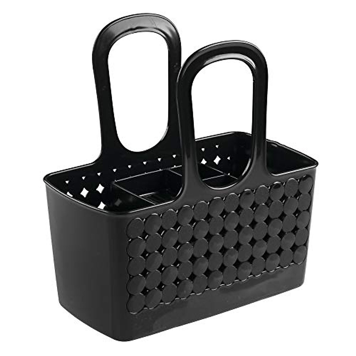 iDesign Plastic Portable Bath & Shower Caddy Tote The Orbz Collection, 11.75” x 6” x 12”, Black