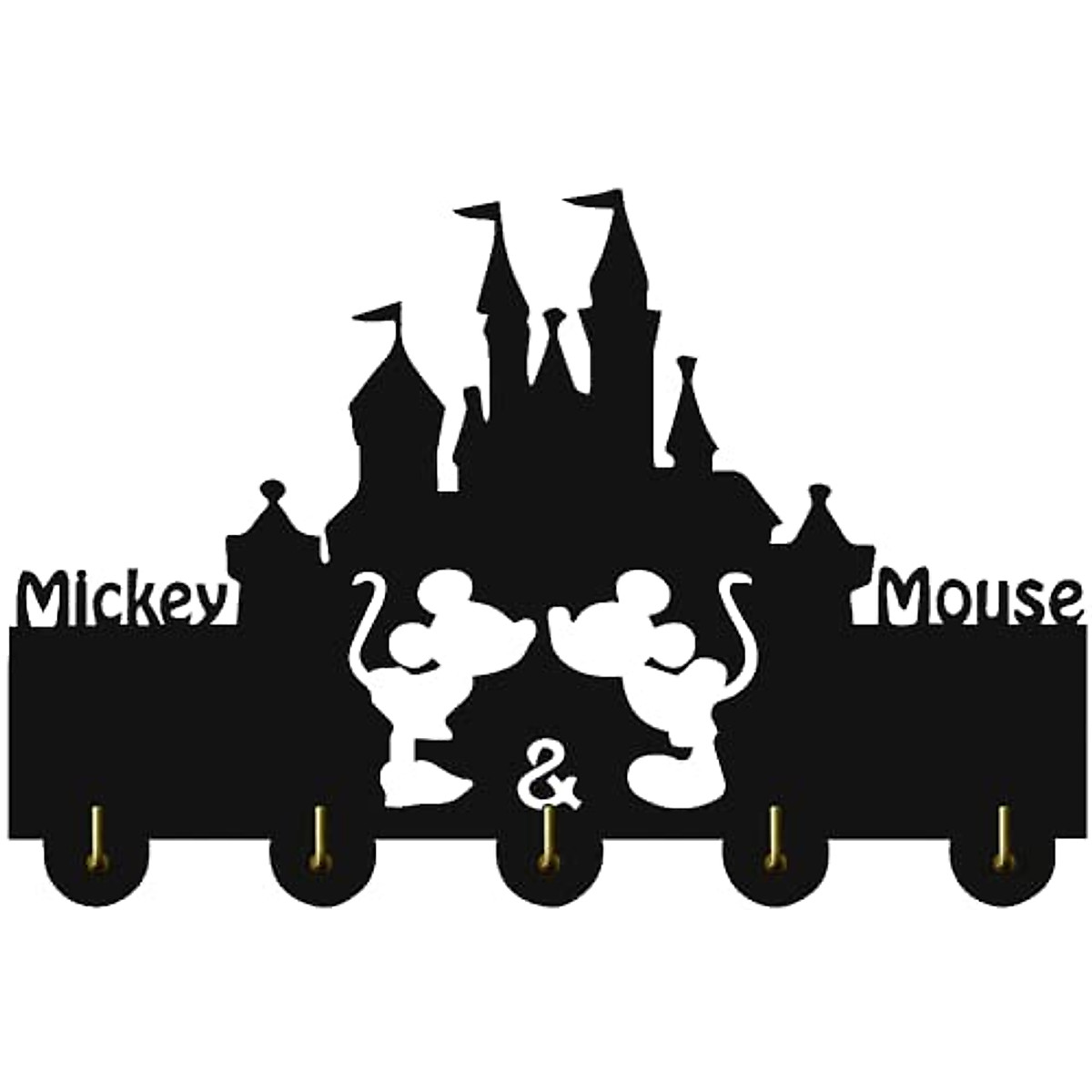 Mickey Door Hooks,Disney Mickey Mouse Cartoon Animation Coat Hooks,Key Holder,Key Hanger for Wall、Entryway and Living Room -Unigue Gift-5 Hooks-20LB(Max)