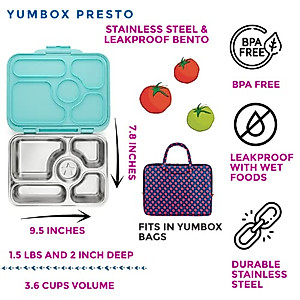 Yumbox Presto Leakproof Stainless Steel Leakproof Bento Box (Tulum Blue)