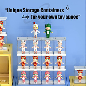 GOTO 12pcs Small Clear Display Cases for Blind Box Toy Pop Mart Bearbrick 100 Mini Action Figures Organizer Display Box Container Unit (12, 0.5L/Box)