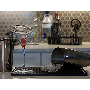 Highball & Chaser Bar Mat 12in x 6in. 1cm Thick Durable and Stylish Bar Mat for Spills, Service Mat for Coffee, Bars, Restaurants CounterTop Dish Drying Mat, Glass Drying Mat (1 Pack)