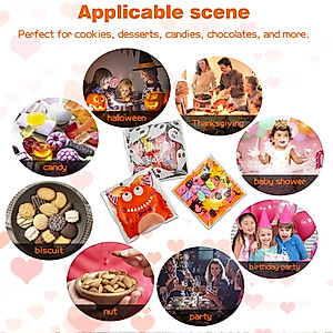 300PCS Halloween Treat Bags Sealable Halloween Cellophane Bags Individual Cookie Bags Self Adhesive Cookie Treat Bags DIY Translucent Plastic Bags for Bakery Biscuit Chocolate 3.94" x 3.94"