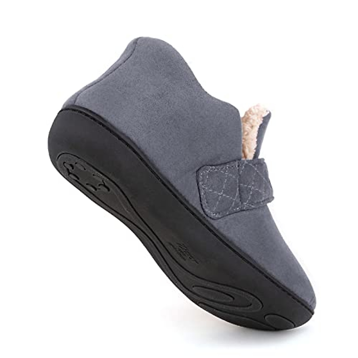 Zizor Women's Ivy Adjustable House Shoes Indoor Outdoor (Dark Grey, Size 7)