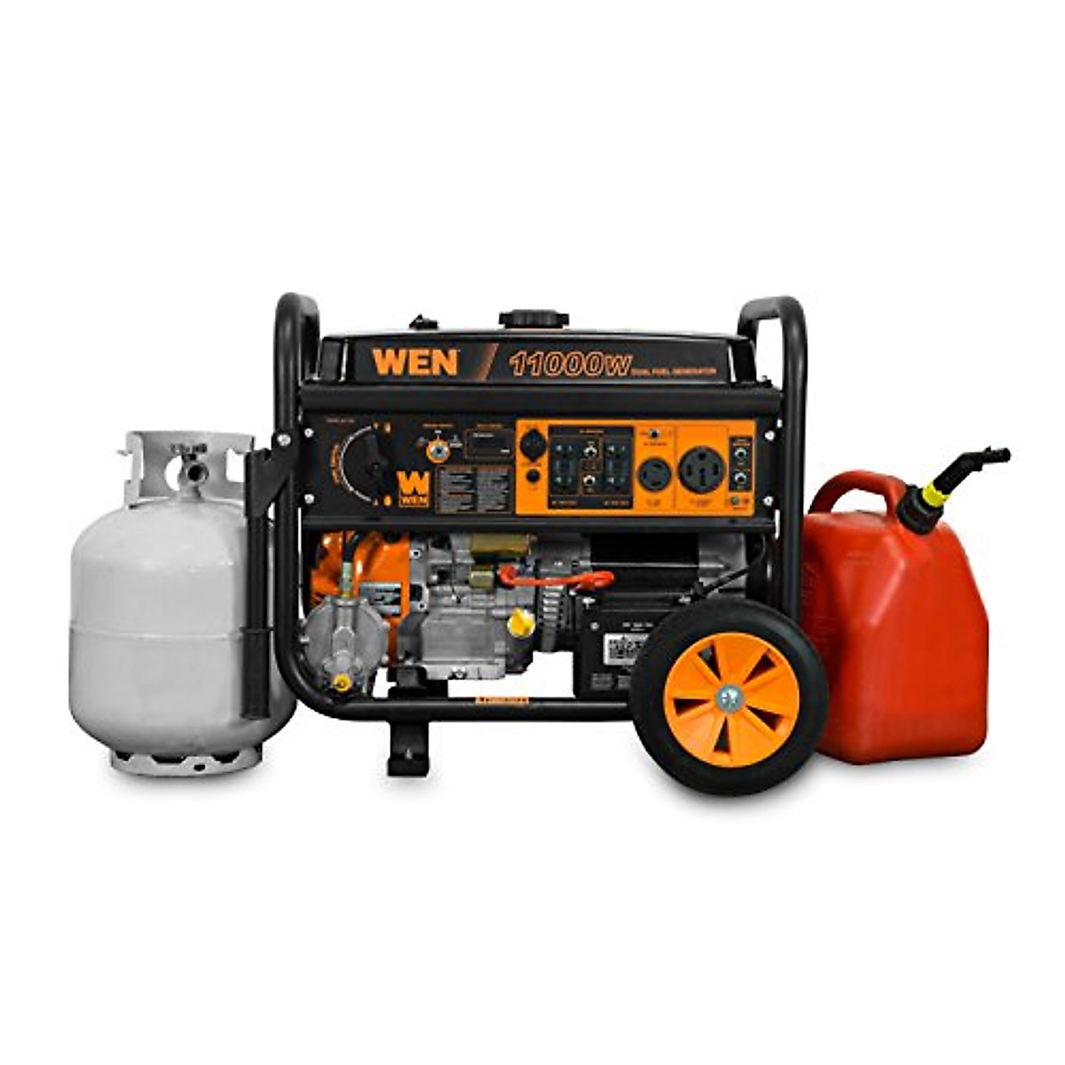 WEN DF1100T 11,000-Watt 120V/240V Dual Fuel Portable Generator with Wheel Kit and Electric Start - CARB Compliant, Black
