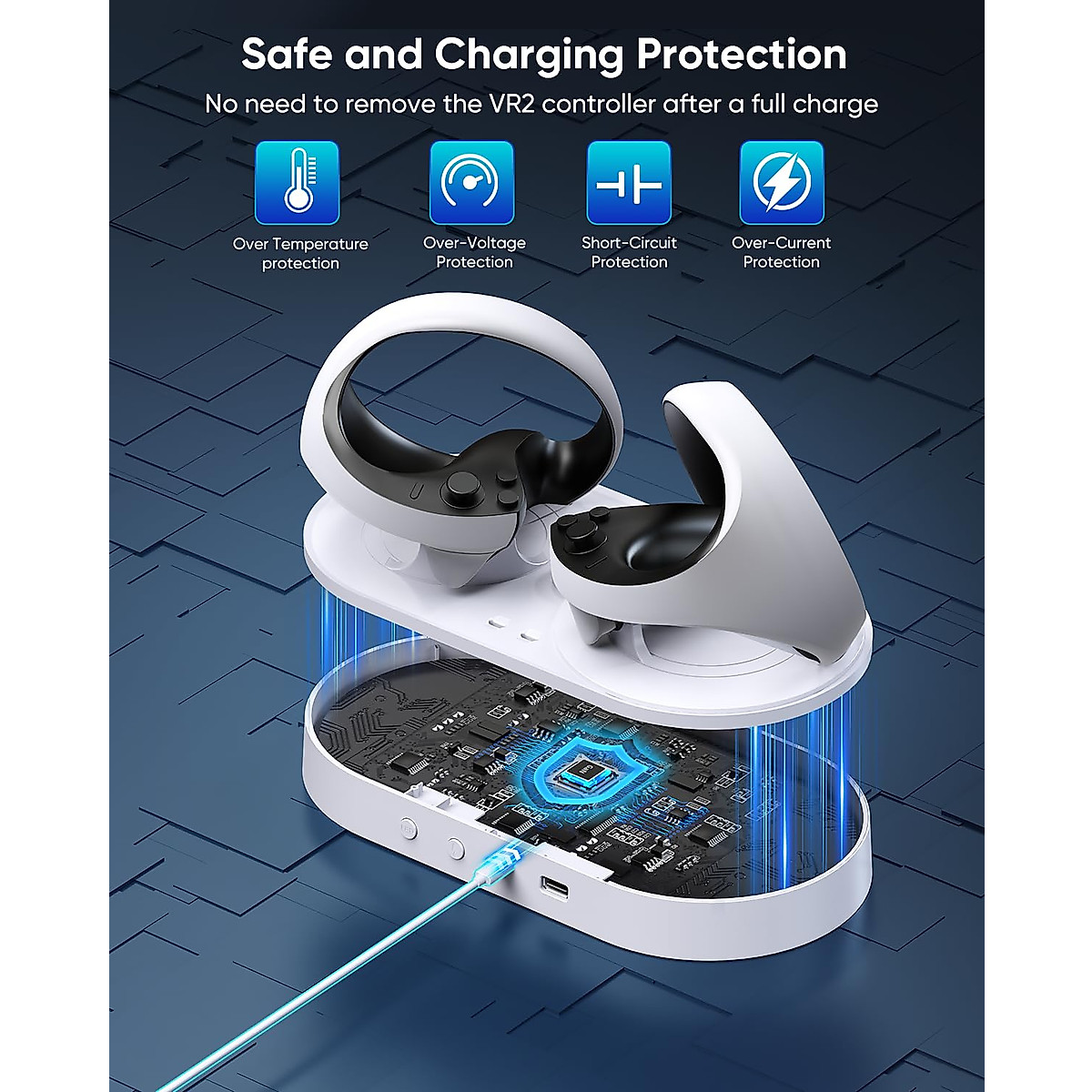 FASTSNAIL Charging Stand for PlayStation VR2, Multifunction Vertical PS VR2 Headset & Sense Controllers Charge Dock Station with 10 RGB Light Modes of Memory, for PS5 VR2 PSP Games Accessories