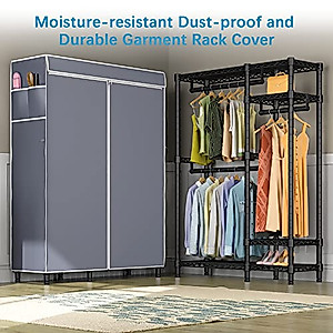 VIPEK V2C Heavy Duty Covered Clothes Rack for Hanging Clothes, Black Metal Clothing Rack with Gray Oxford Fabric Cover, Portable Closet Rack Freestanding Wardrobe Closet, 1 inch Rod, Max Load 650LBS