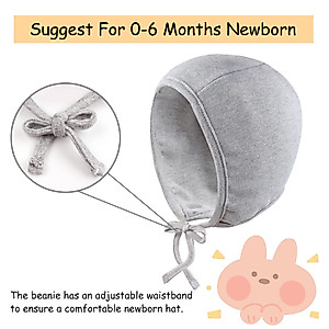 JANGANNSA Newborn Baby Hospital Hat Infant Set Head Cap Lovely Ears Belt Beanie 0-6Months (Blue+Gray+White,0-6Months)