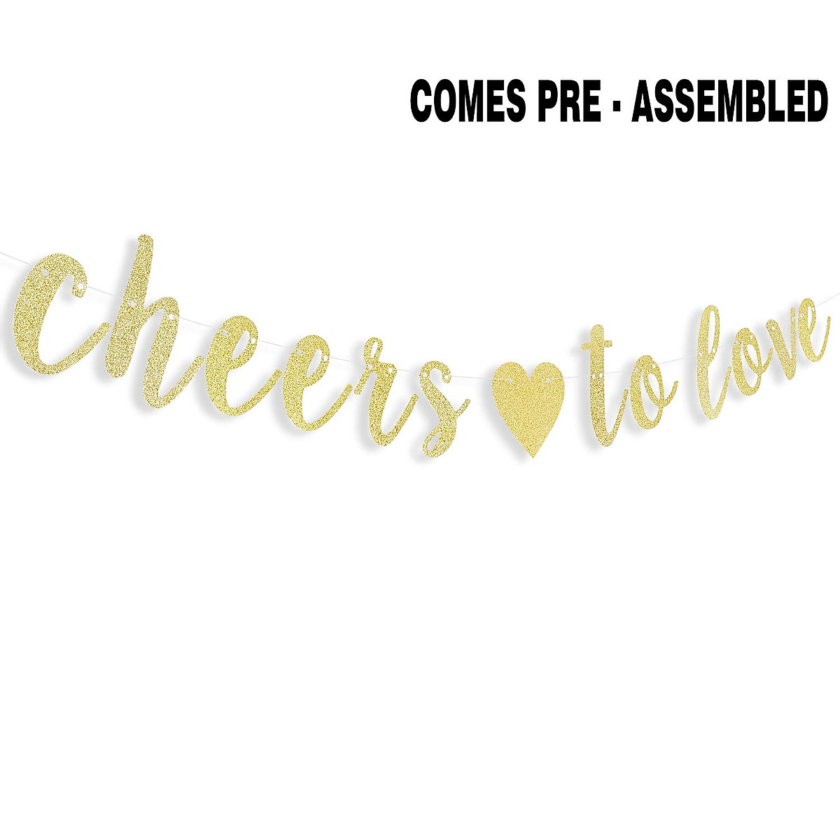 LINGTEER Cheers to Love Gold Glitter Bunting Banner Perfect for Wedding Engagement Anniversary Bridal Shower Party Gift Decorations Backdrop Sign.