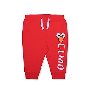 Sesame Street Boys’ Elmo Bodysuit and Jogger Set for Newborn and Infant – Red/White