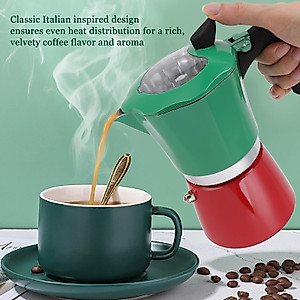 YYQTGG Stovetop Moka Pot, Moka Pot Classic Stovetop Espresso and Coffee Maker for Travel, Espresso Cup Moka Pot Stovetop Espresso Maker(Green Red, No. 6 Pot 300ML)
