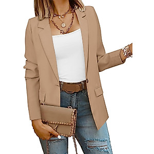 CRAZY GRID Women Business Casual Blazer Jacket Long Sleeve Fashion Blazer Ladies Buttons Work Professional Suit Jacket Oversized 2XL Khaki