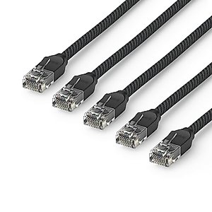 Amazon eero CAT6a Ethernet cable - Supports 10 gigabit+ speeds, 1 foot, 5-pack, Titanium Black