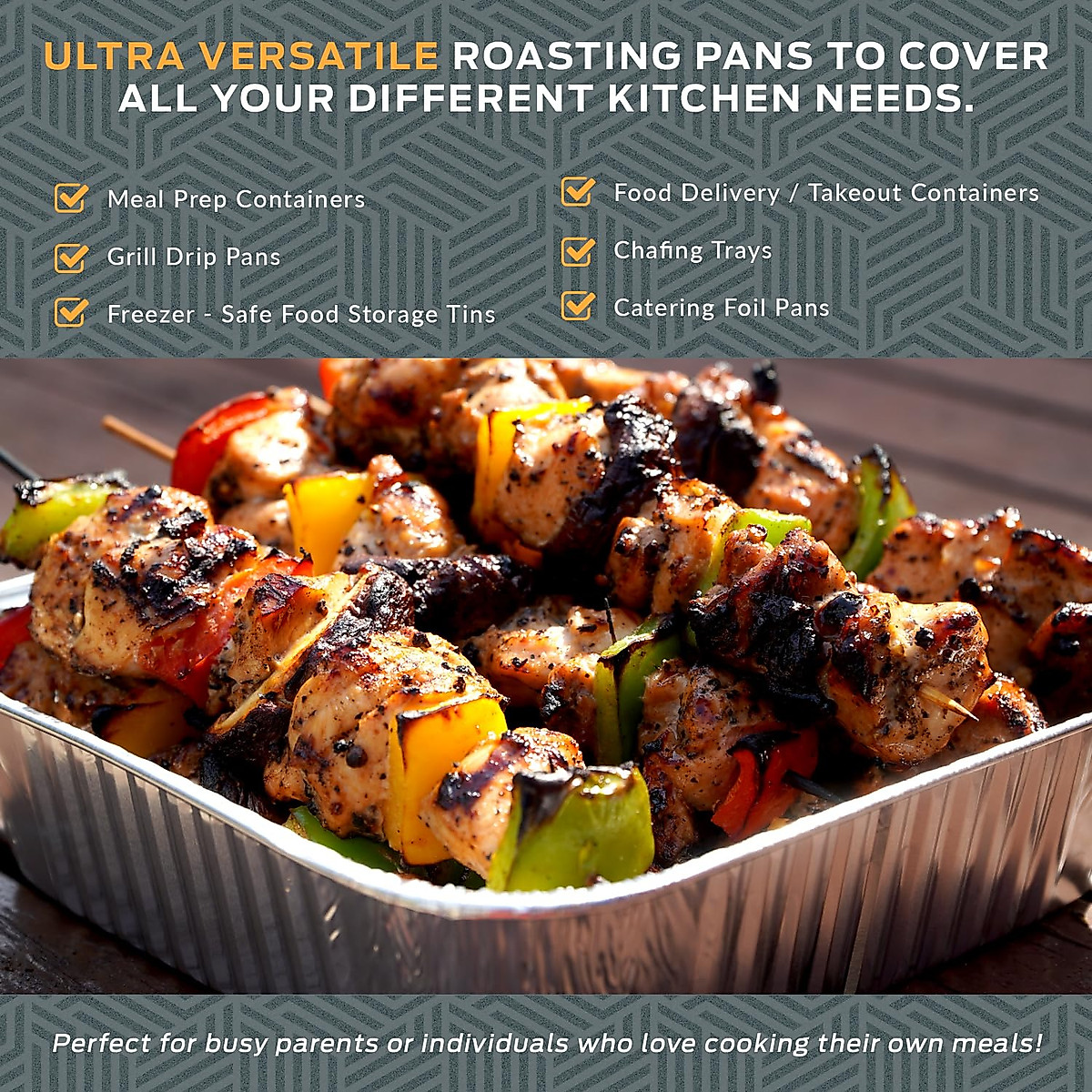 PAMI Aluminum Baking Pans, Half Size, Deep [Pack of 30] - 9”x13” Heavy-Duty Oven & Freezer Safe Food Storage Containers- Tin Foil Pans For Grilling, Roasting, BBQ & Baking- Foil Takeout Containers