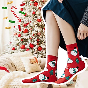 Fun Novelty Christmas Socks Xmas Holiday Casual Crew Socks For Unisex,Santa Claus Fun Socks For Women 4PACKS