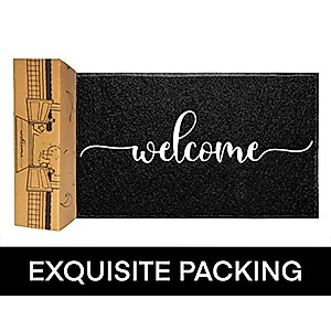 Downshifting Door Mat (30"x17",Black), Durable Welcome Mat Low Profile Floor Mat Non Slip Rugs, Indoor Outdoor Door Rug Easy to Clean Entry Rugs for Entryway Patio, High Traffic Areas