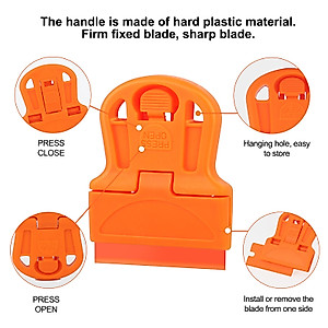 WEGAZ-4 Pcs Mini Plastic Razor Blade Scraper Tool，Plastic Scraper，Cleaning Scraper Tool，Glass Scraper，Window Scraper，Stove Scraper Tool，Equipped with 20 Blades.