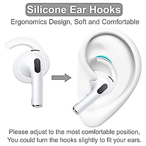 IiEXCEL 4 Pairs Anti Slip Kit Compatible with AirPods 3rd Gen, Silicone Sport Ear Hooks and 360° Rotation Adjustable Length Outdoor Earhooks Grip Ear Tips Wing Buds Holder for New AirPod 3-4X1
