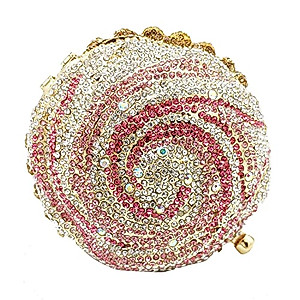 Tngan Women Cute Cake Evening Clutch Sparkling Full Rhinestones Mini Purse Banquet Prom Wedding Handbag, Pink 2