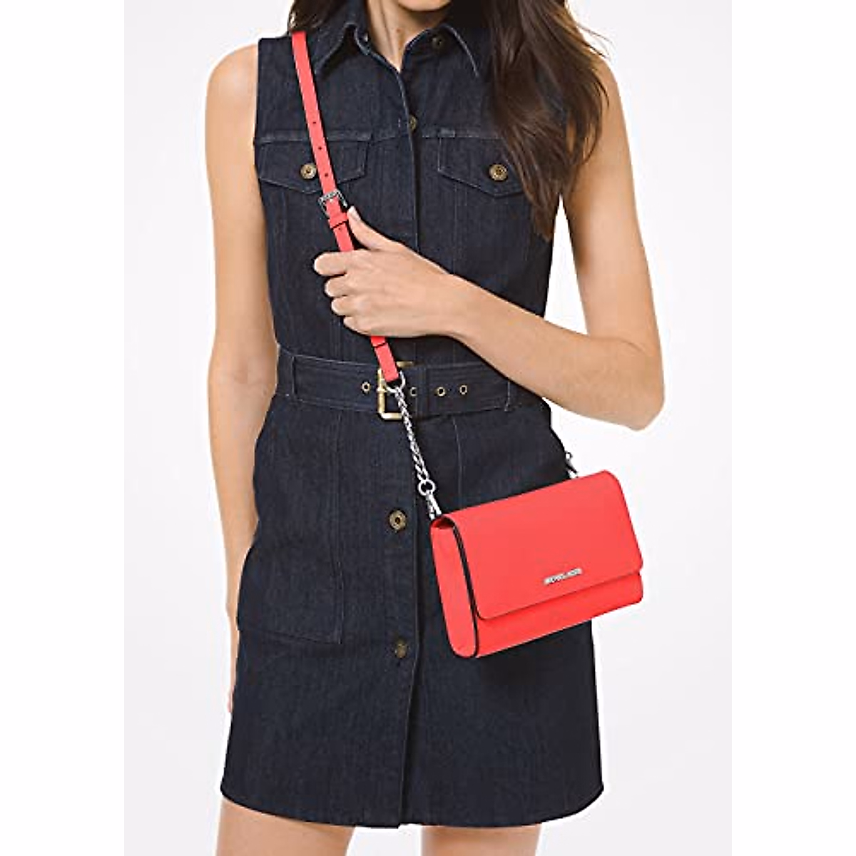 MICHAEL Michael Kors Saffiano Leather 3-in-1 Crossbody Clutch - Coral