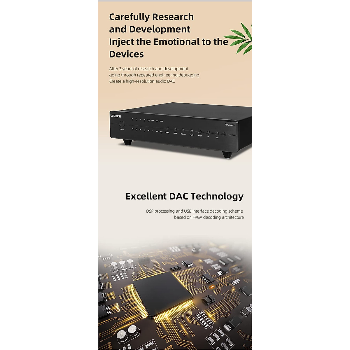 Ladder Schumann DAC HiFi USB DSP Coaxial Opt AES Resolution Audio Decoder