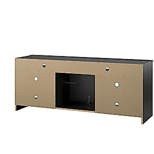 Ameriwood Home Hendrix 65" TV Stand with Electric Fireplace Insert and 6 Shelves, Black Oak