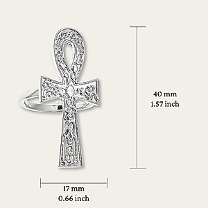 Better Jewelry INC Etched Ankh Ring .925 Solid Sterling Silver Diamond Cut Ring (7.5 grams) (9)