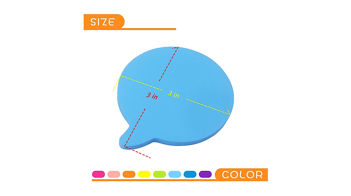Bright Colorful Bubble Shape Sticky Notes - 8 Pads of 75 Sheets