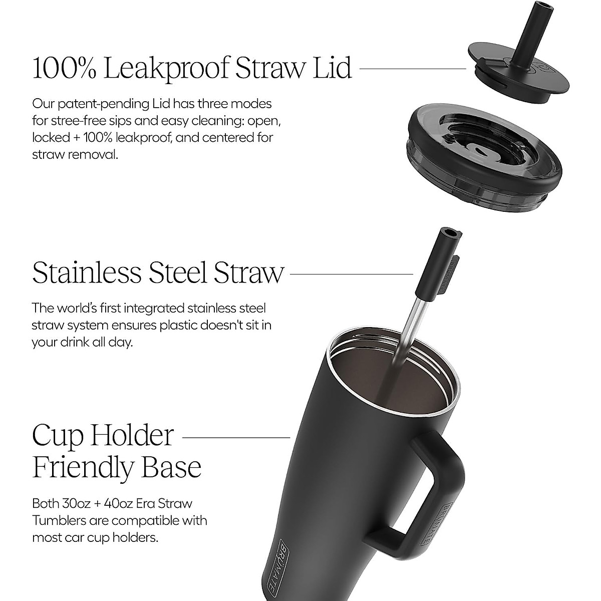 BrüMate Era 40 oz Tumbler with Handle and Straw | 100% Leakproof Insulated Tumbler with Lid and Straw | Made of Stainless Steel | Cup Holder Friendly Base | 40oz (Hibiscus)