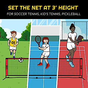 A11N 20ft Badminton Pickleball Net - Height Adjustable for Junior Tennis, Soccer Tennis & Kids Volleyball - Portable for Indoor & Outdoor Play