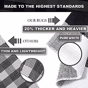 KOZYFLY Buffalo Plaid Area Rugs 2x3 Ft Black and White Checkered Rug Washable Front Door Mat Hand Woven Cotton Outdoor Rug Small Rug for Front Porch Kitchen Entryway Patio Bathroom