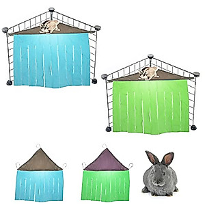 Nuatpetin Guinea Pig Hideout, 2PCS Corner Hideaway Fleece Forest, Removable Small Animal Hamster Rabbit Bunny Corner Hideout for Guinea Pigs, Hanging Hamster Cage Accessories Ferret Corner House Hide