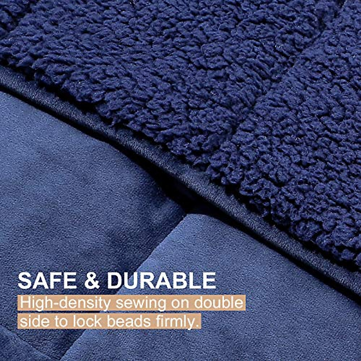 Argstar Sherpa Fleece Weighted Blanket for Adults 15 Lbs On Queen Bed, Soft Cozy Fuzzy Heavy Blankets with Premium Glass Beads, 60"x80", Navy.