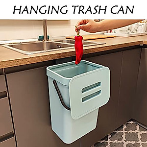 StoneSpace Under Sink Compost Bin Indoor Kitchen Sealed, 3.2 Gallon/12L Compost Bucket for Kitchen, Wall Mounted Small Trash Can with Lid，1 Pack Blue