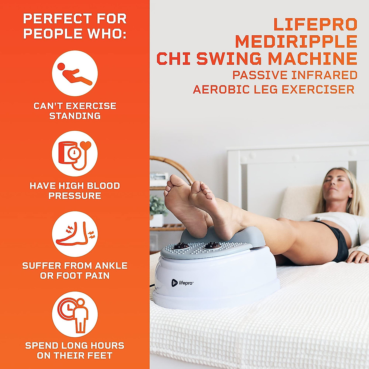 Lifepro Chi Machine Lymphatic Massager - Chi Swing Machine Original for Passive Aerobic Leg Exercises- Exercise While Sitting or Lying Down with Swing Master Chi Machine Body Shaker Mediripple