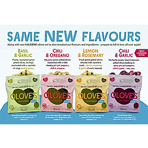 OLOVES Natural Whole Pitted Olives | 24 Pack Variety | Basil & Garlic, Chili & Oregano, Lemon & Rosemary | Vegan, Kosher, Gluten Free + Keto Friendly Healthy Snacks, 1.1 Ounce (Pack of 24)